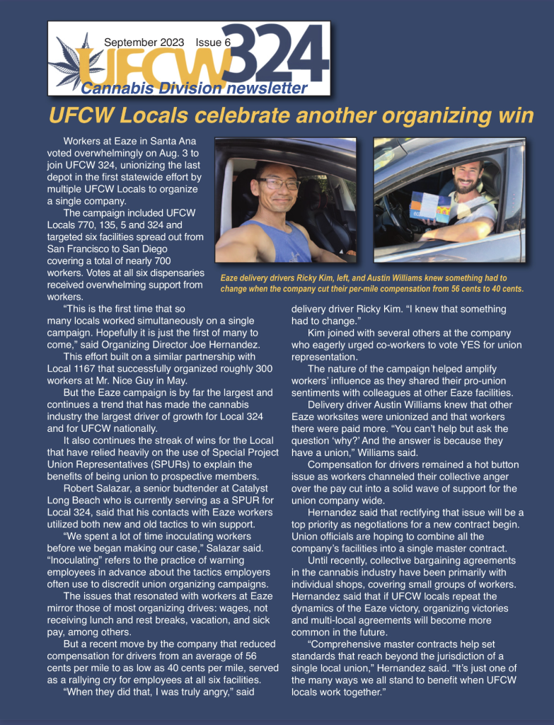 UFCW 324 Newsletter- Cannabis Division - UFCW 324