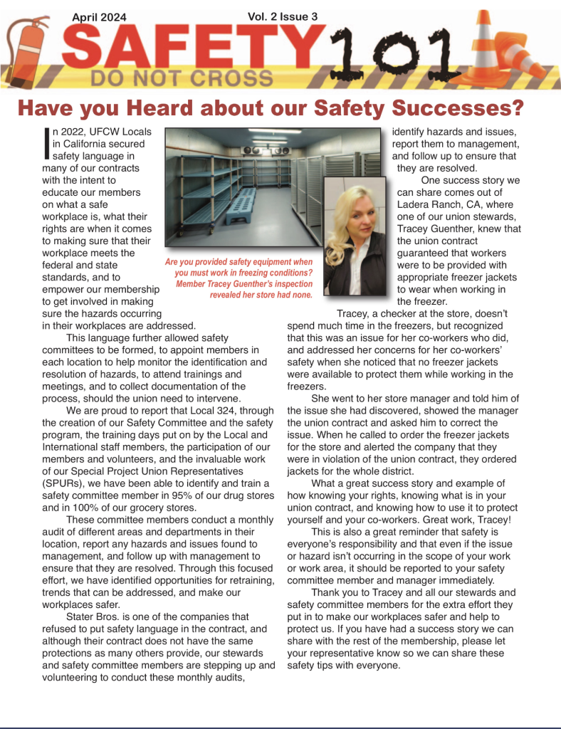 Safety 101 Newsletter-April 2024 - UFCW 324